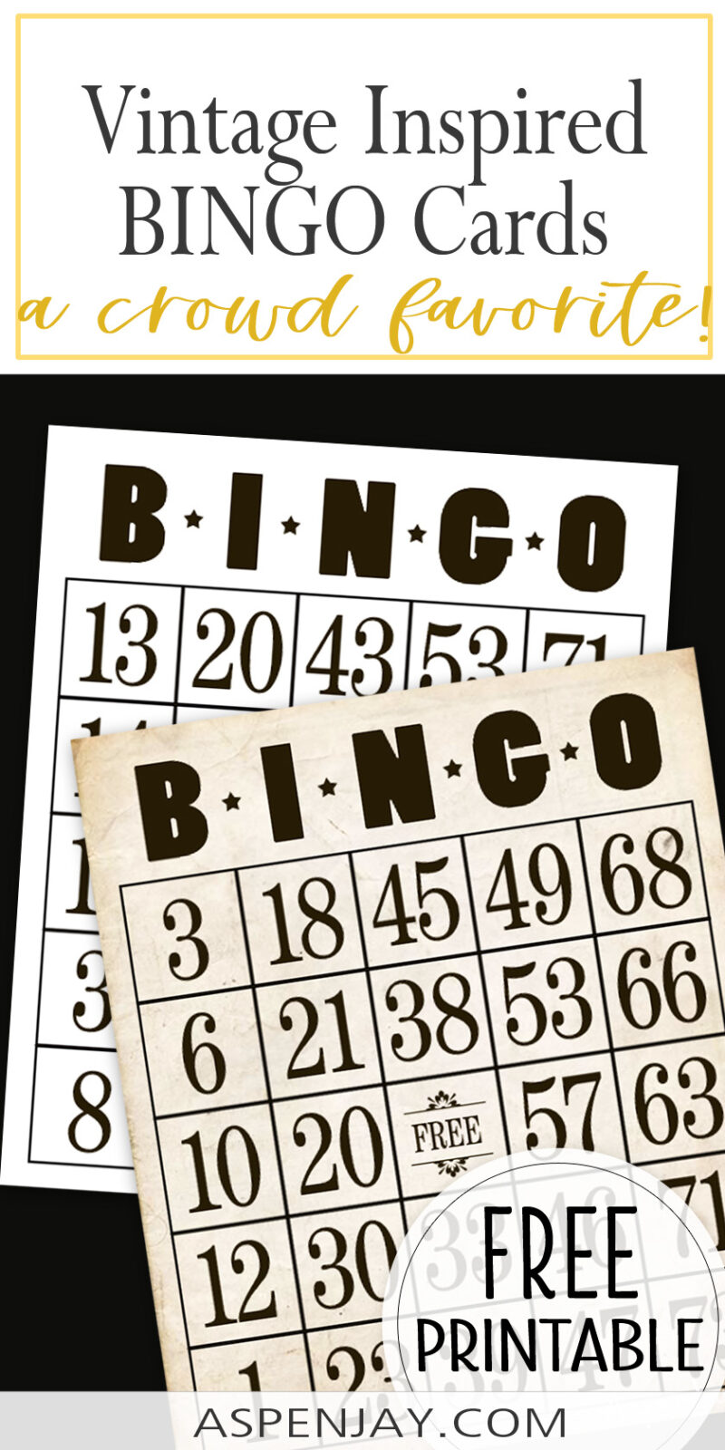 Vintage Inspired Free Printable Bingo Cards - Aspen Jay