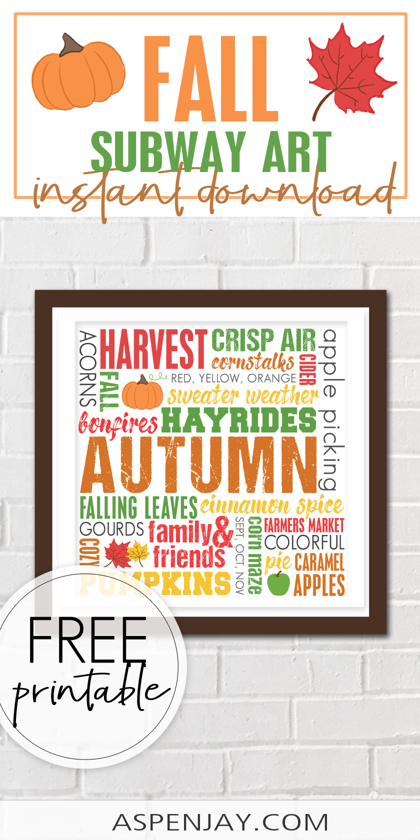 Fall Subway Art - free printable for autumn - Aspen Jay