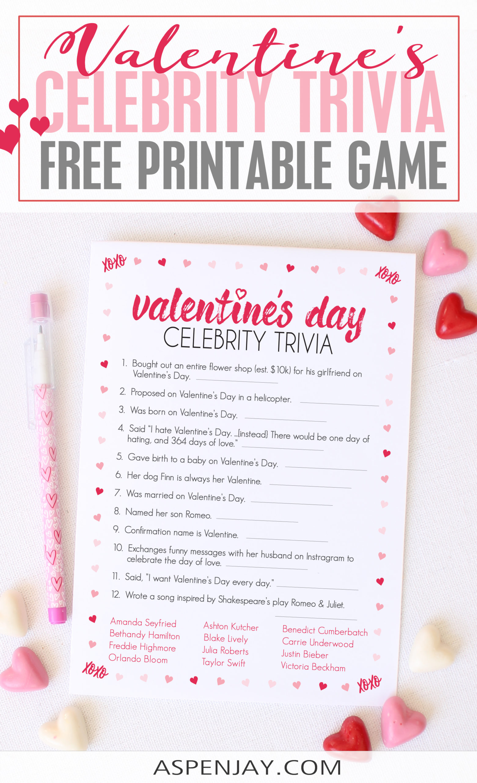 Celebrity Valentine’s Trivia Game – Their Amusing Ties to the Day of ...