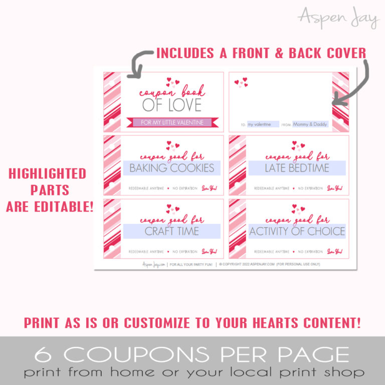 Cute Valentine Coupons for Kids they’ll Cherish (Free Printable ...