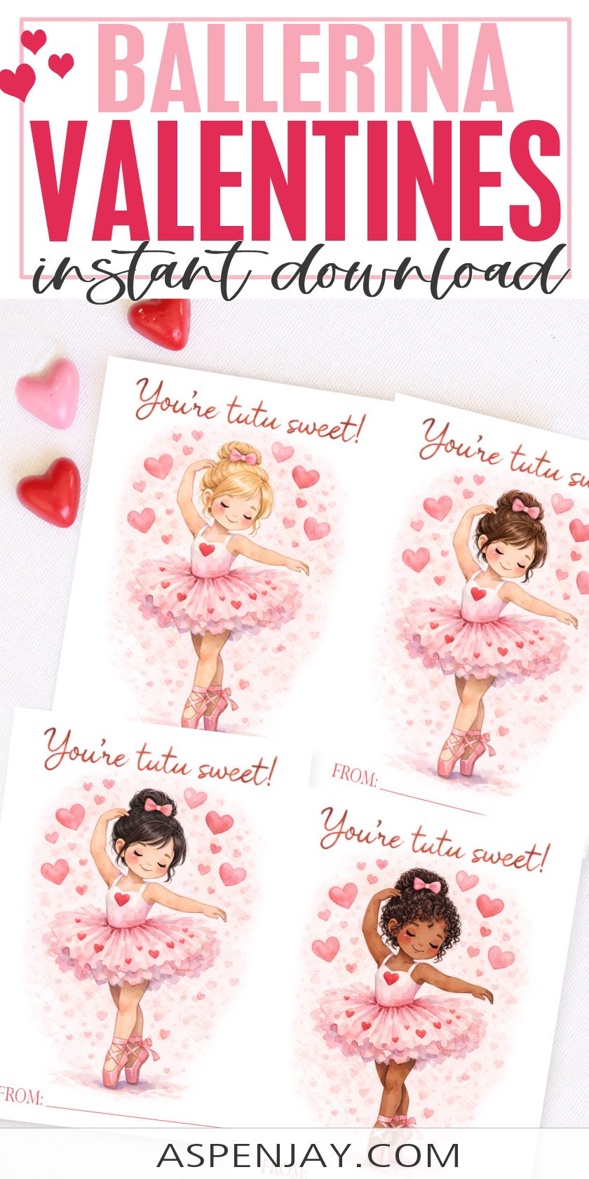 Pretty Ballerina Valentine Cards – Free Printable for Kids - Aspen Jay
