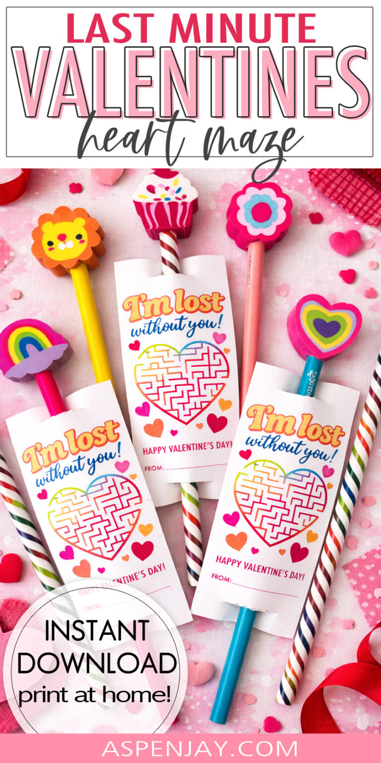 Free Maze Valentine Cards (Non-Candy Pencil Printable) - Aspen Jay