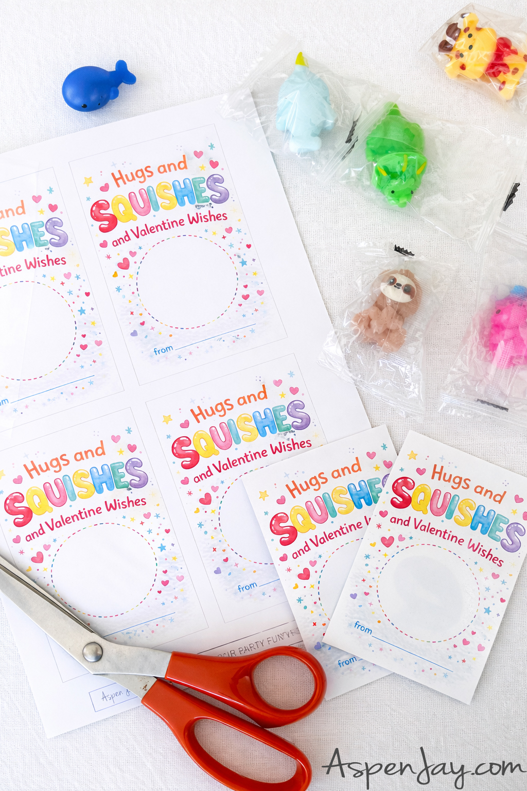 Squishy Valentine Cards (Free Non-Candy Hugs & Squishes Printable ...