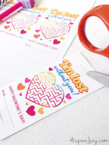 Free Maze Valentine Cards (Non-Candy Pencil Printable) - Aspen Jay